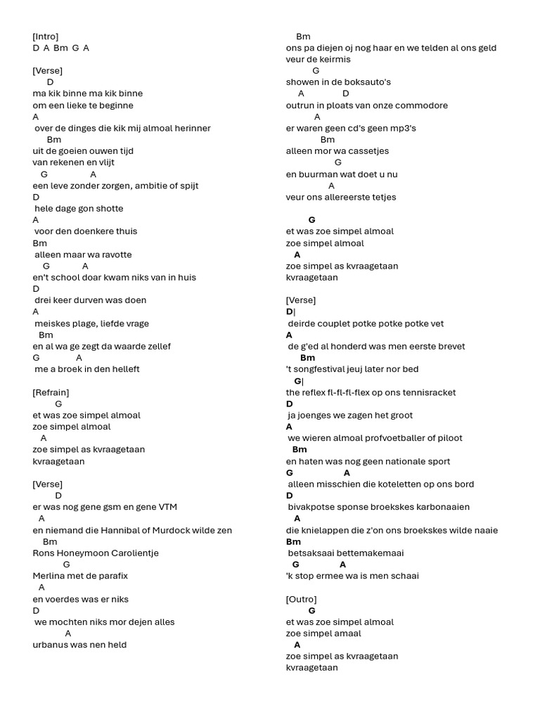 K Vraag Het Aan (D) (Chords) | PDF