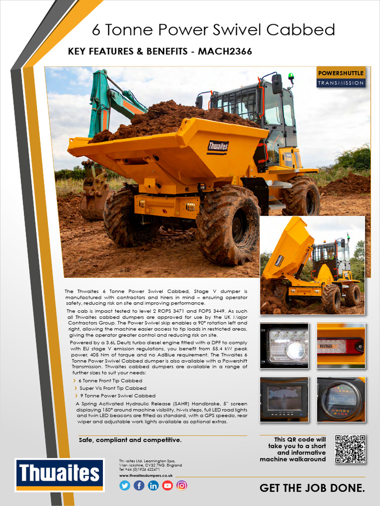 Thwaites 6 Tonne Power Swivel Dumper | PDF | Diesel Engine | Engines