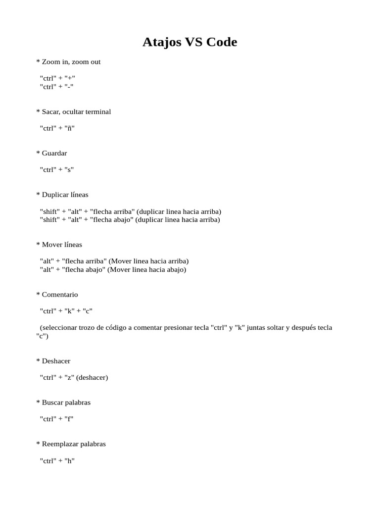 Atajos VSCode | PDF