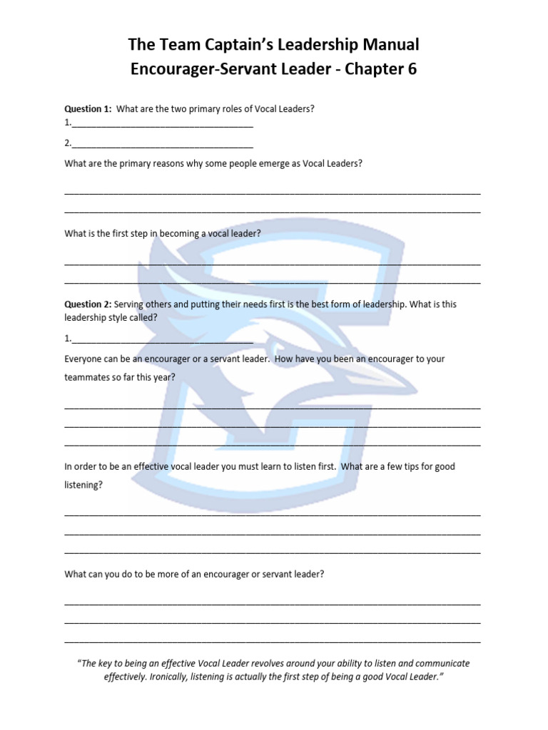 Vocal Leadership and Servant Leadership Guide | PDF