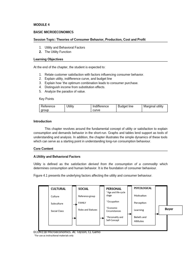 ECON11B Module 4 | PDF | Utility | Microeconomics