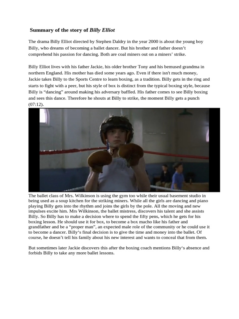 Summary of The Story of Billy Elliot | PDF