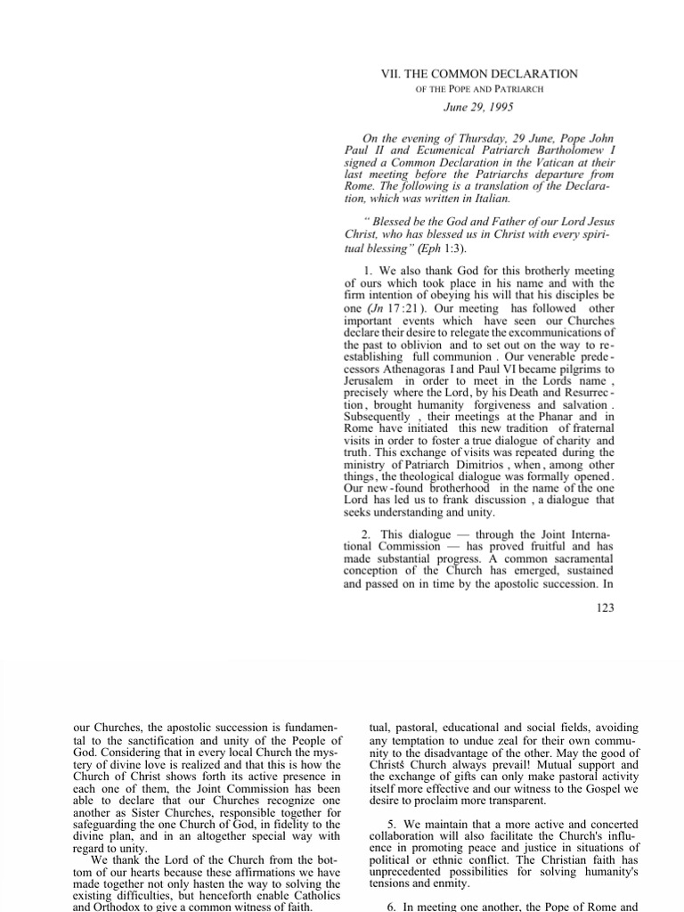 1995 IS 90-Common Declaration PP and Ec Pat - OCR | PDF | Catholic ...