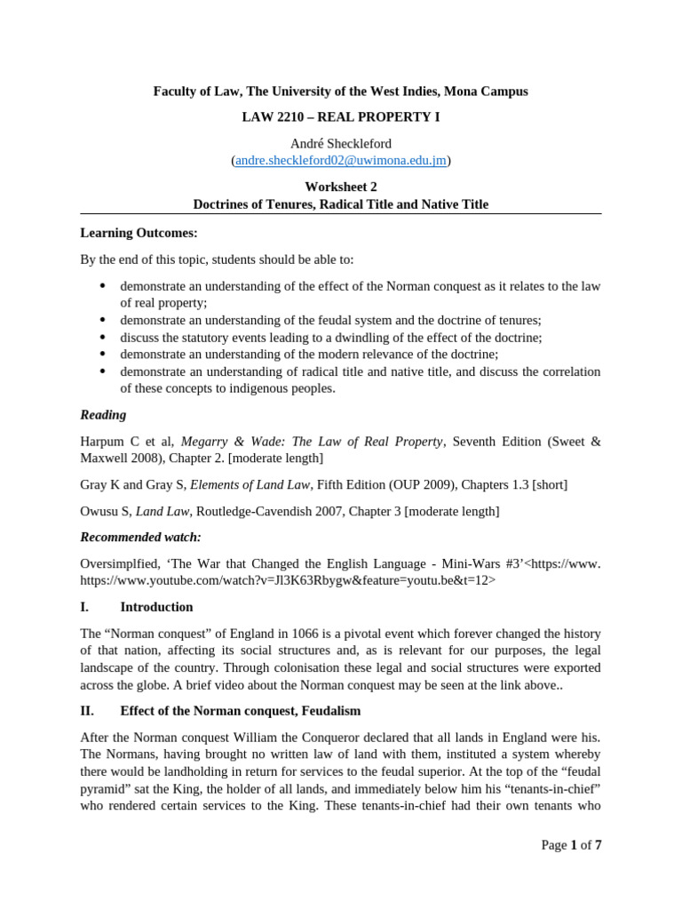 Tenures, Radical Title and Native Title (2018) | PDF | Leasehold Estate ...