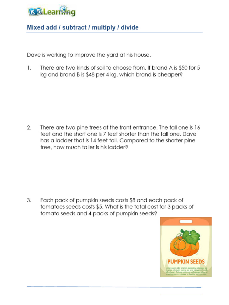 Grade 3 Mixed Word Problems A | PDF
