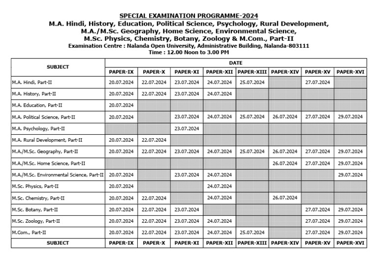 Ypg Part-II Special Examination Programme-2024 | PDF | Liberal Arts Education | Science