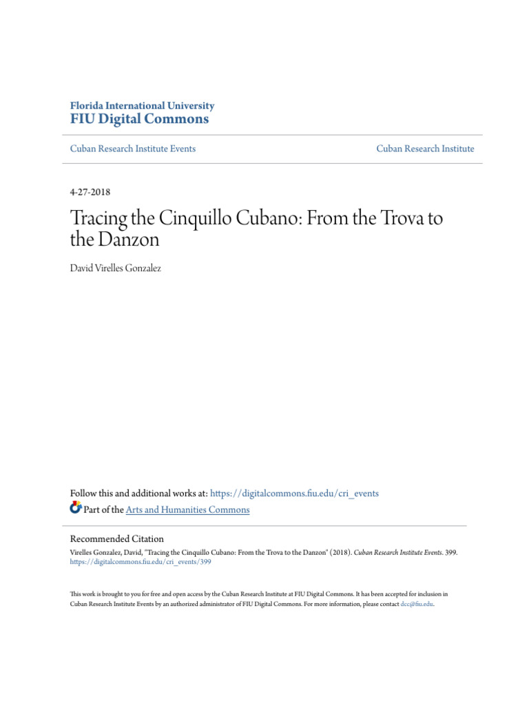 Tracing The Cinquillo Cubano - From The Trova To The Danzon | PDF ...