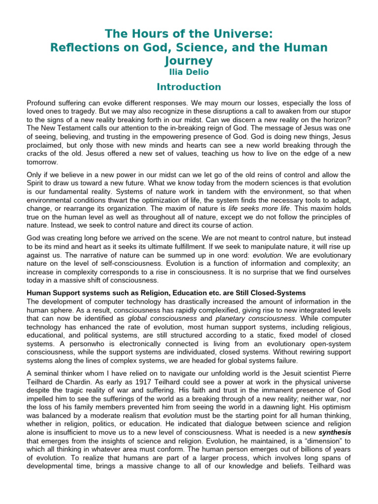 The Hours of The Universe-Ilia Delio | PDF | God | Jesus