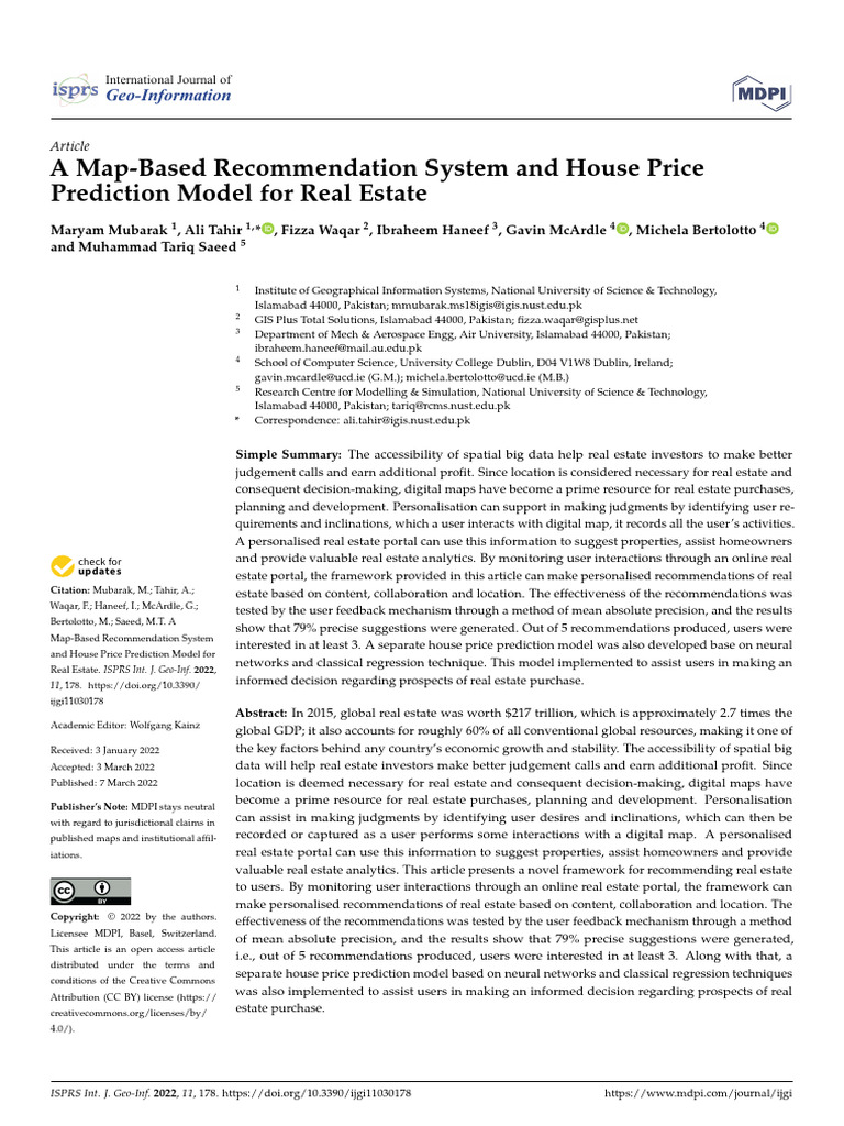 A Map-Based Recommendation System and House Price Prediction Model For ...