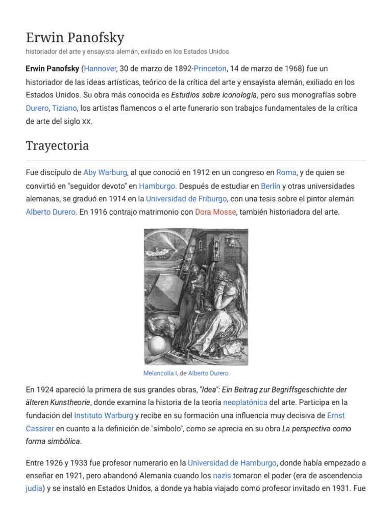 Erwin Panofsky - Wikipedia, La Enciclopedia Libre | PDF | Educación en ...