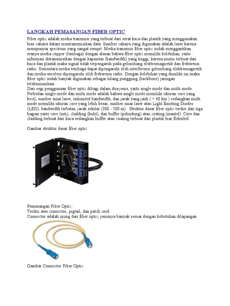 Langkah Pemasangan Fiber Optic | PDF | Komputer | Teknologi & Rekayasa