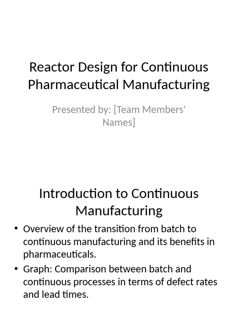 Continuous Manufacturing Presentation | PDF