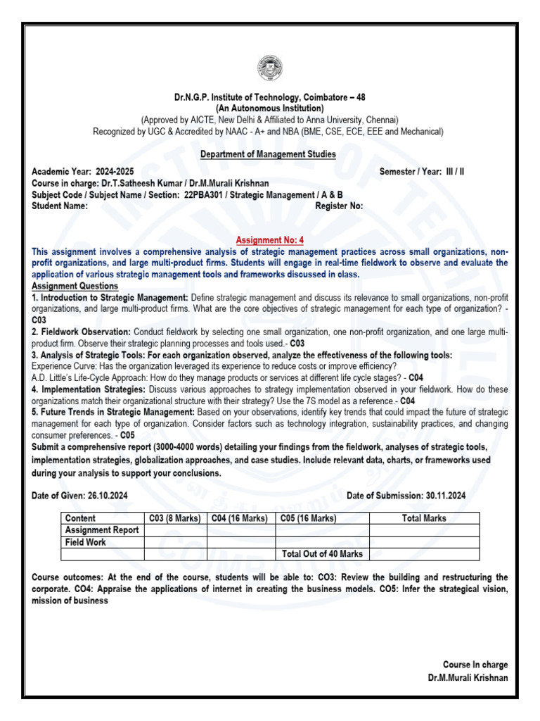 Strategic Management Assignment | PDF | Strategic Management | Business