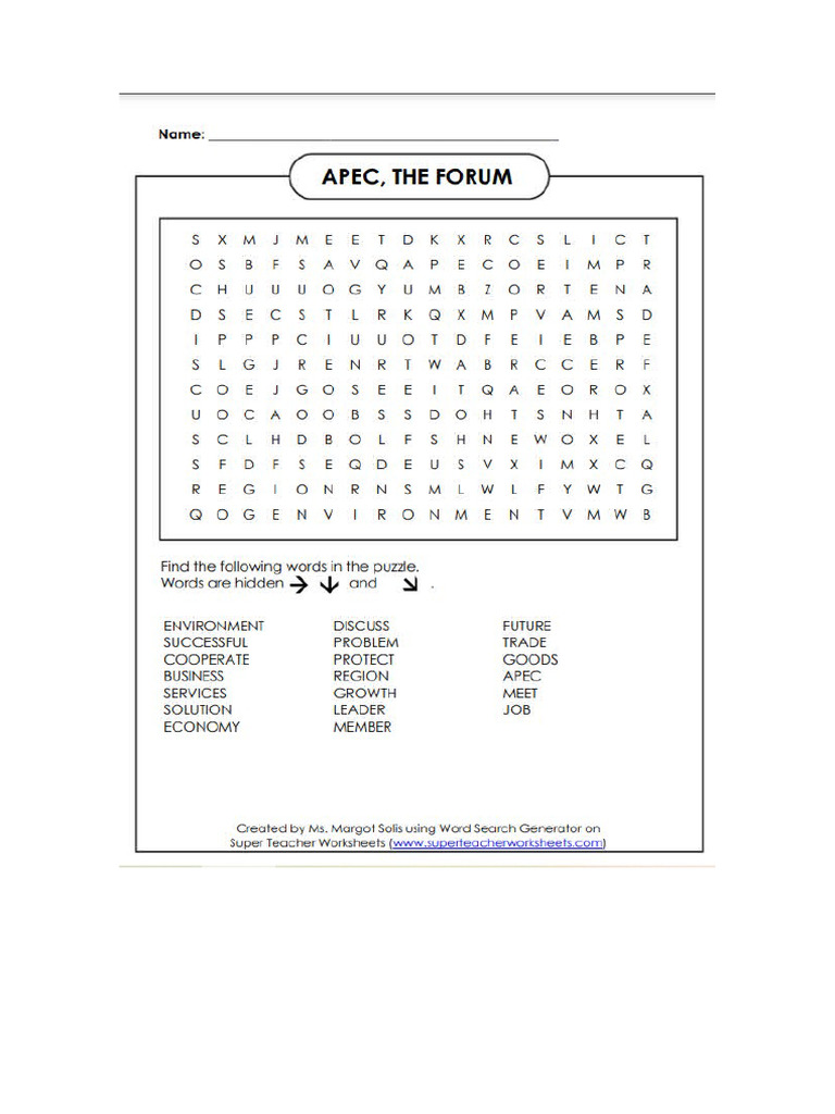 Apec Word Puzzle | PDF