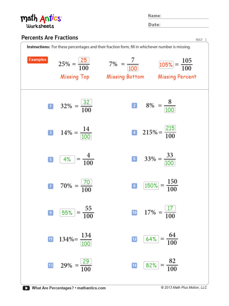 Worksheets WhatArePercentages Answers | PDF | Percentage | Lexicology
