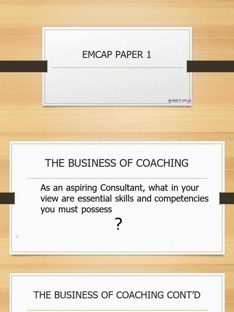 Emcap Paper 1 - The Business of Coaching | PDF | Psychology | Social ...