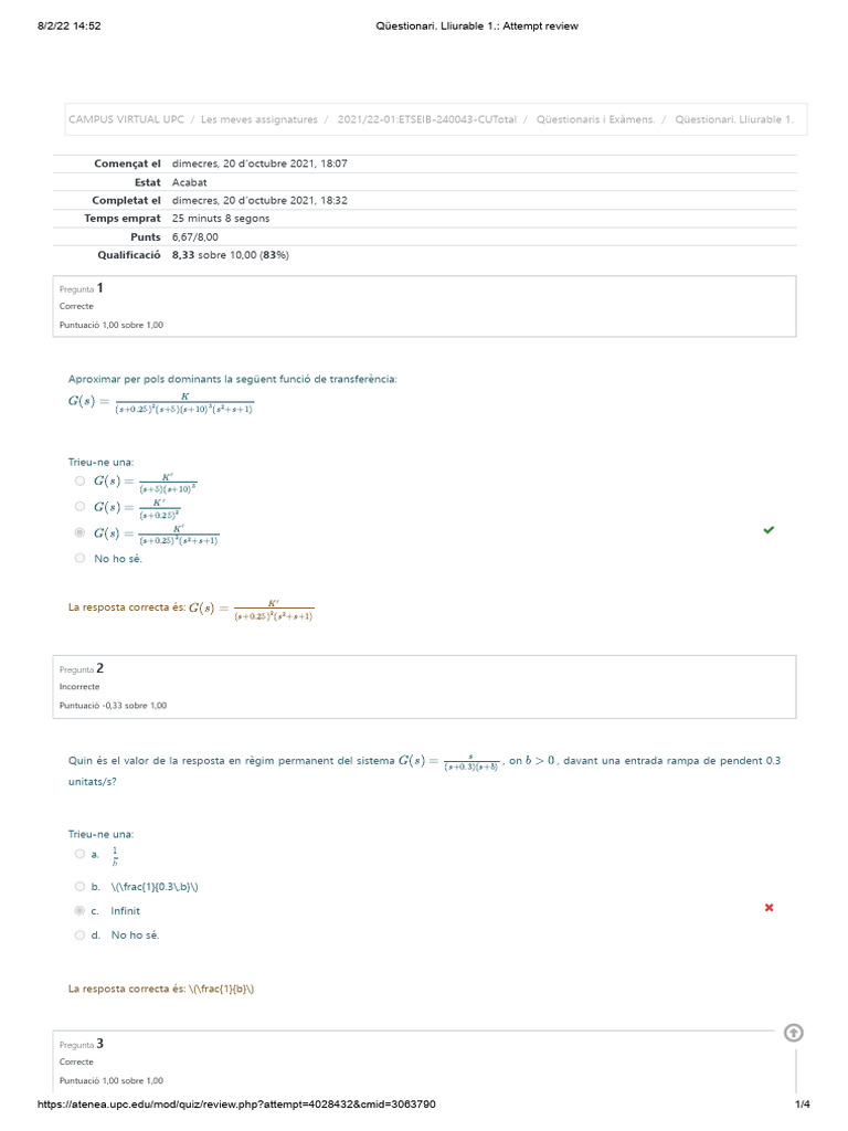 Questionari. Lliurable 1. Attempt Review | PDF