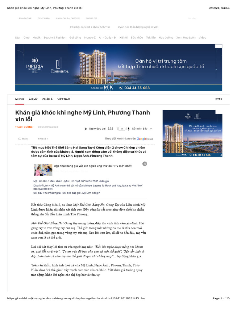 Khán Gi Khóc Khi Nghe M Linh, PH NG Thanh Xin L I: # Ih I Concert 2 Show Anh Trai #V Nhóath NT ...