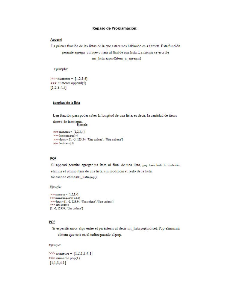 Repaso de Programación | PDF