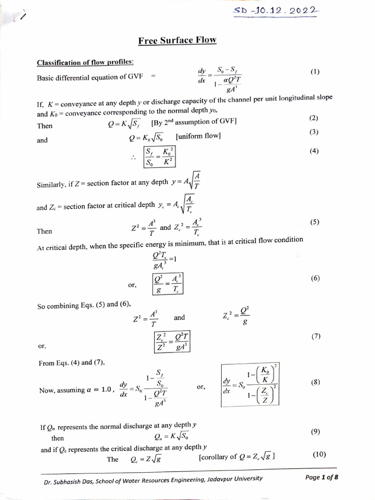 Assignment Free Surface Flow | PDF | Slope | Chemical Engineering