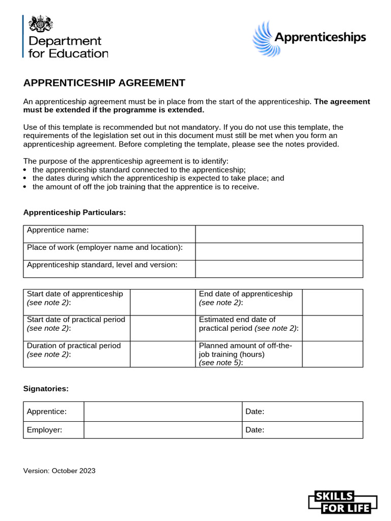 2023 10 Apprenticeship Agreement - 23 24 Rules v1.0 | PDF | Apprenticeship