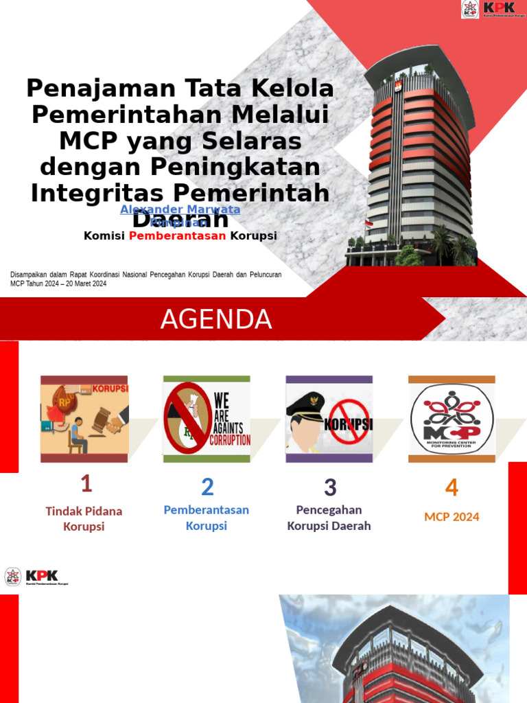 Bahan Tayang Pimpinan KPK - Rakornas MCP 2024-Rev2 | PDF