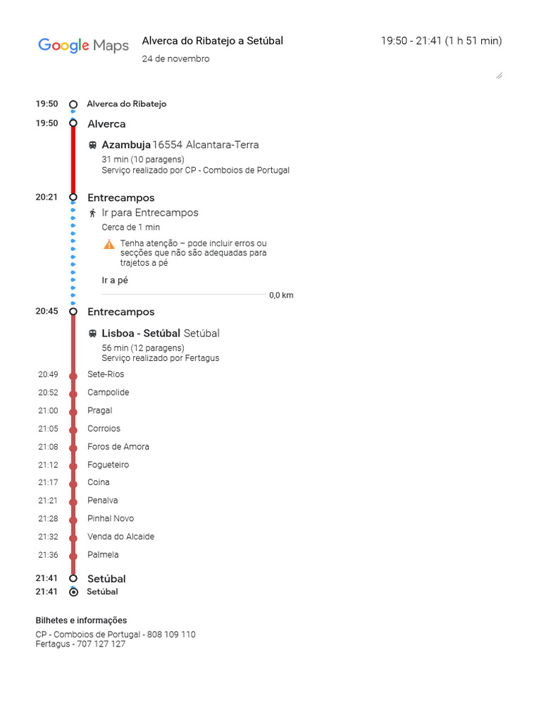 Alverca Do Ribatejo A Setúbal - Google Maps | PDF