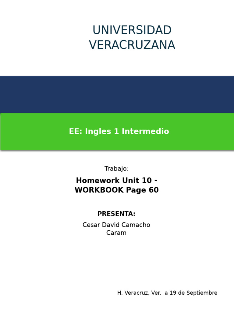 Homework Unit 10 - WORKBOOK Page 60 | PDF