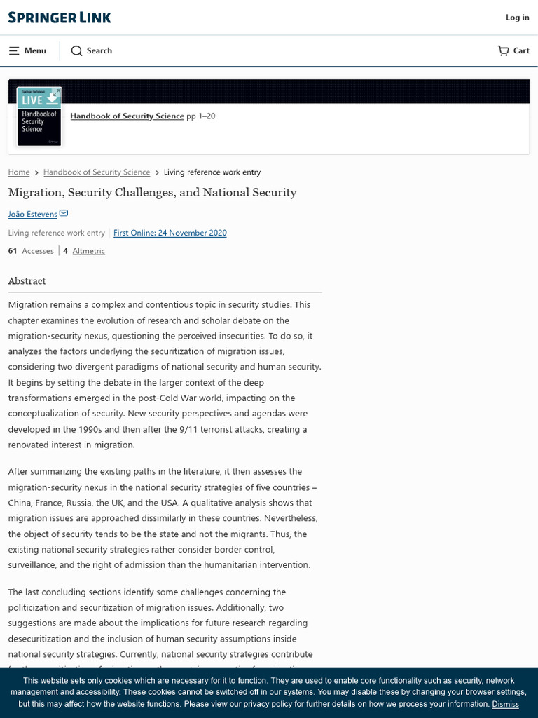 Migration, Security Challenges, and National Security SpringerLink | PDF | Human Migration ...