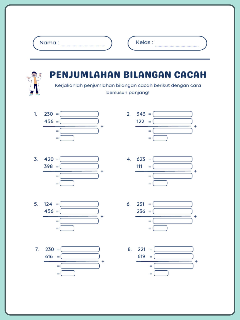 Penjumlahan Bilangan Cacah Lembar Kerja Matematika Kelas 3 Sekolah ...
