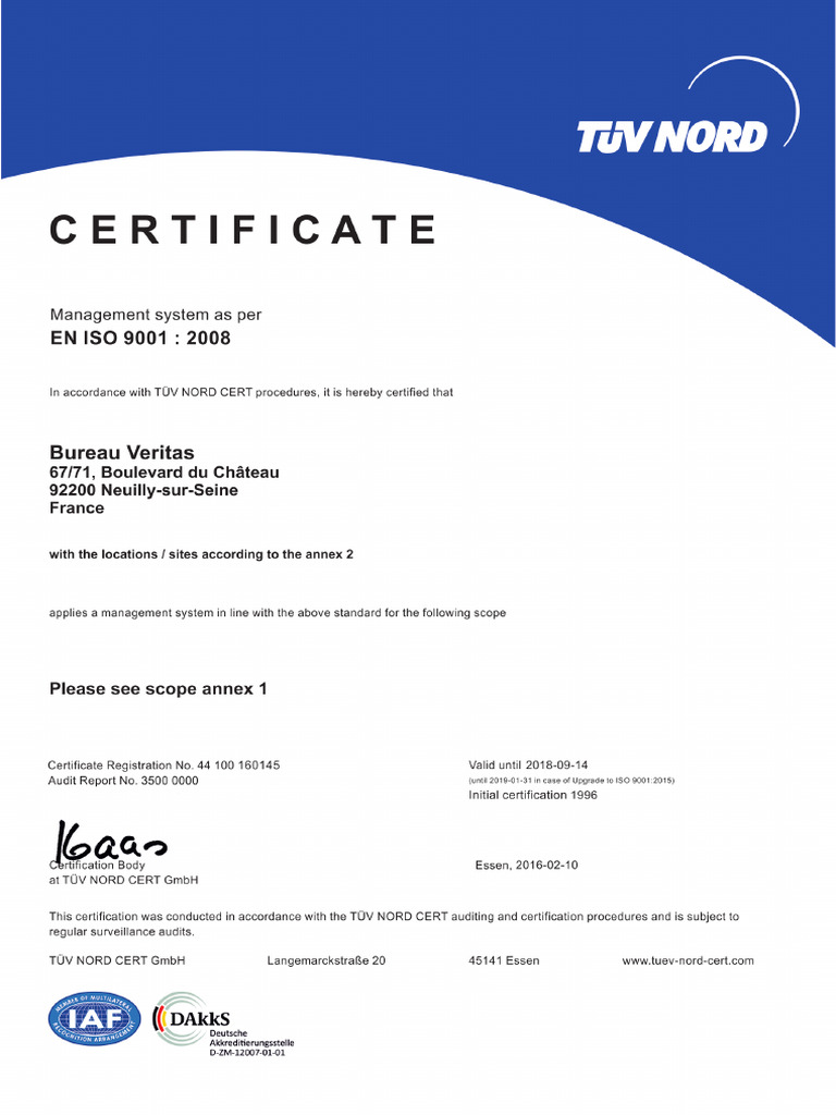 ISO 9001 Group Certificate EN March 2016 | PDF