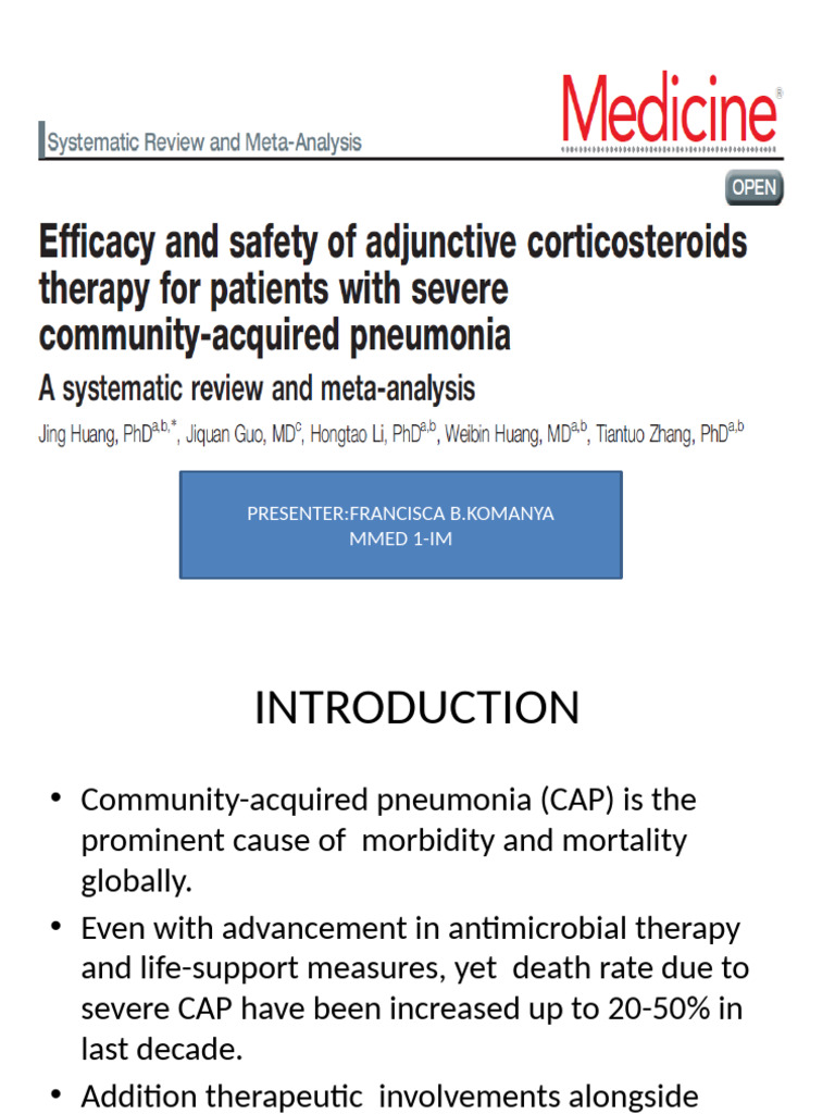 Efficacy of Corticosteroids in Severe CAP | PDF | Pneumonia | Clinical ...