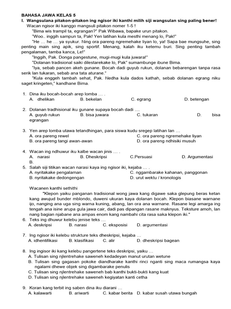 BHS Jawa Kelas 5 | PDF