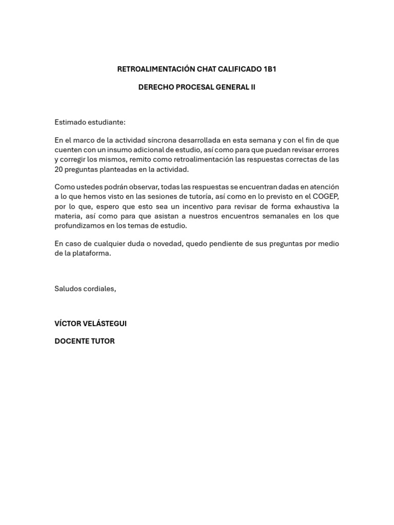 Retroalimentación Chat Calificado 1B1 | PDF