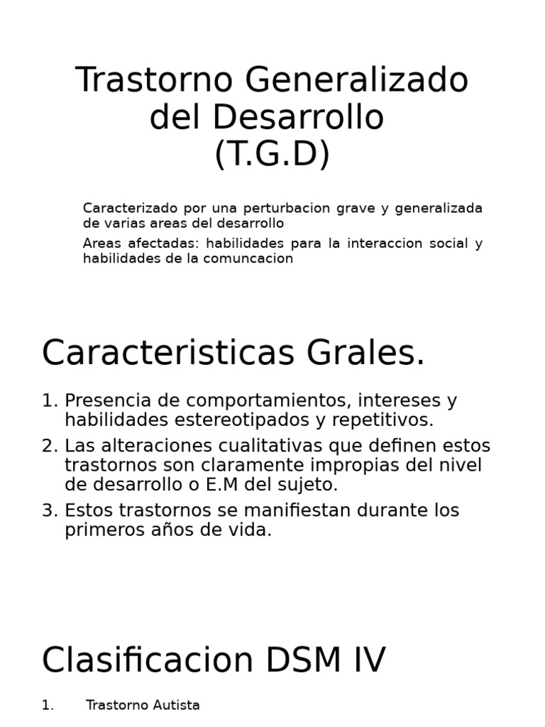 Trastorno Generalizado Del Desarrollo | PDF | Trastornos profundos del desarrollo | Espectro autista