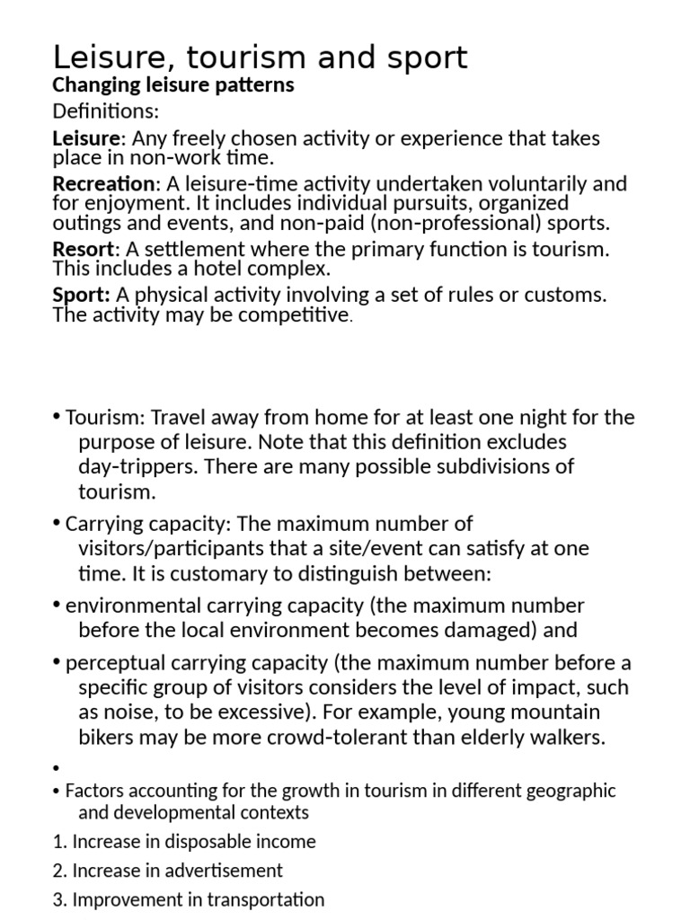 Tourism Trends and Leisure Patterns | PDF