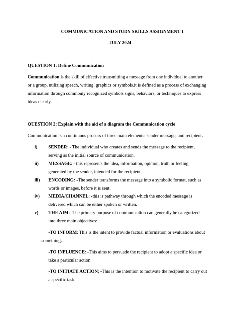 Communication and Study Skills Assignment 1 Redo | PDF | Communication ...