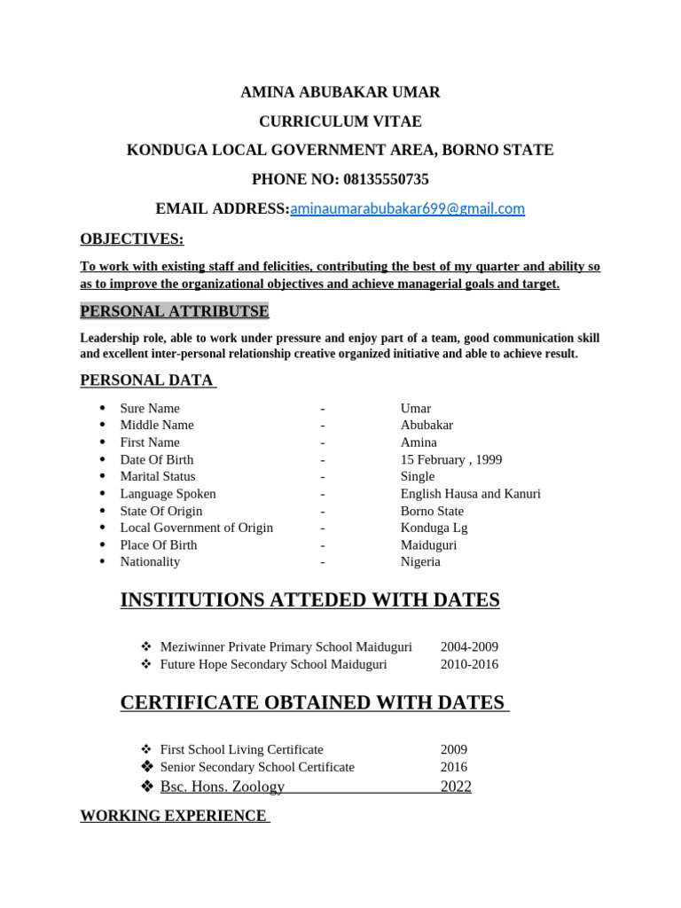 Amina Abubakar Umar 2 | PDF