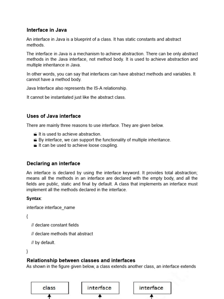 Java Interfaces Explained Pdf Class Computer Programming Method 