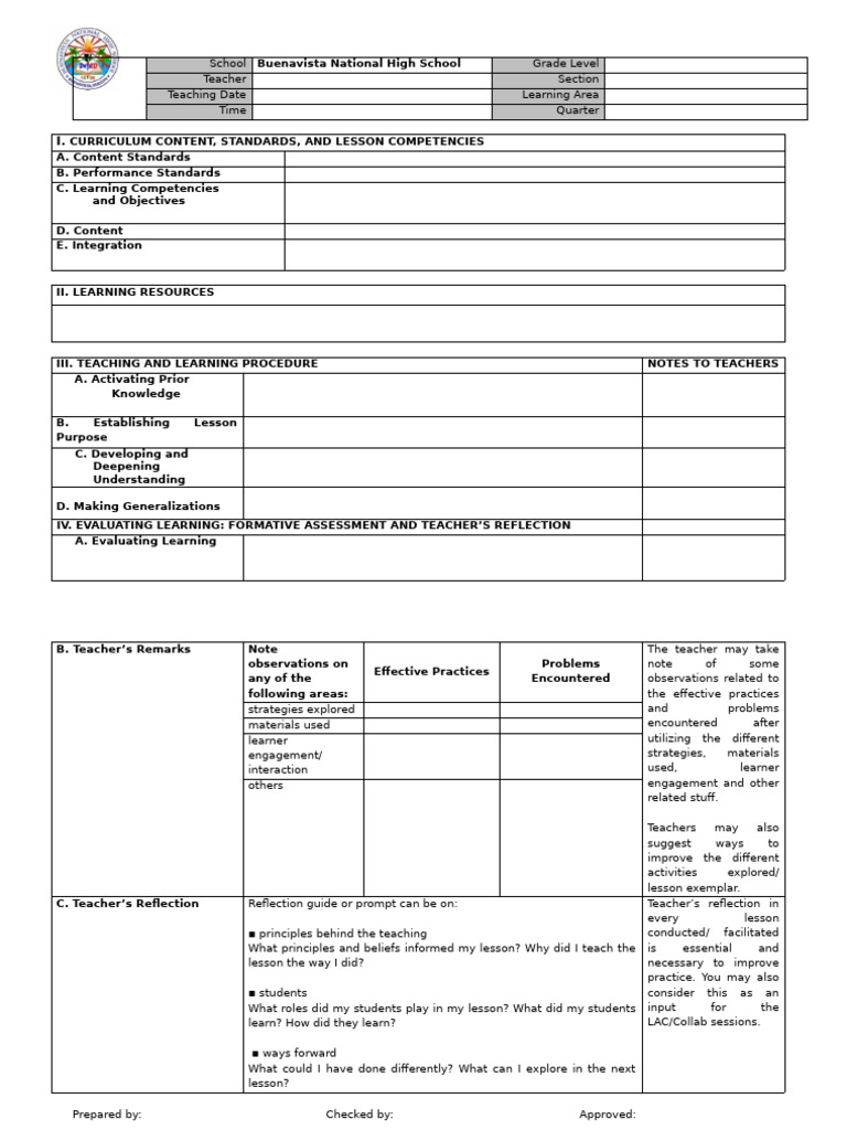 Lesson Exemplar Template | PDF | Learning | Teachers