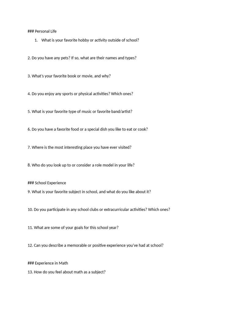 Personal Insights on Hobbies and Math | PDF