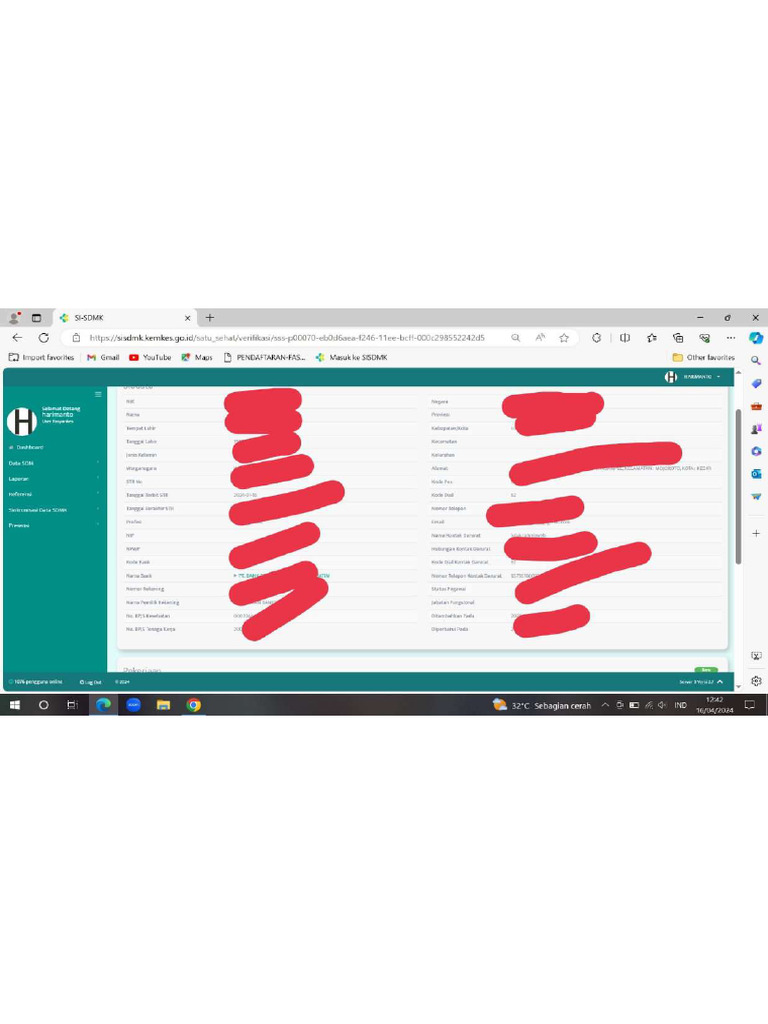 Contoh Bukti Ss Sisdmk&satu Sehat | PDF