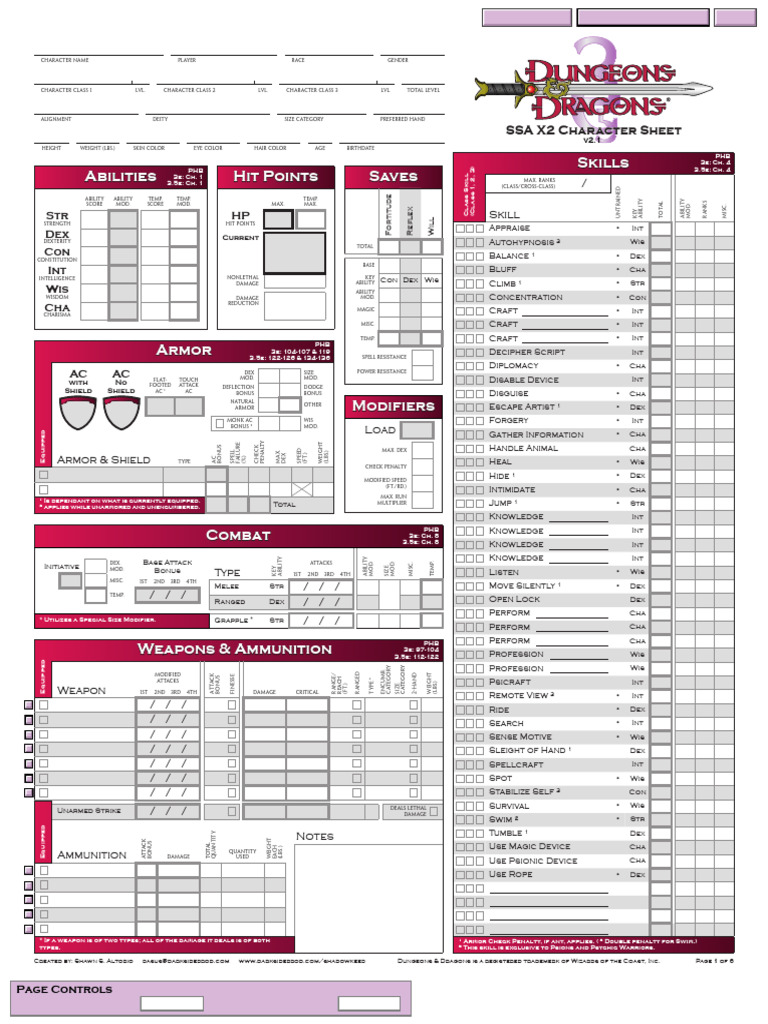 D&D Character Sheet Template v2.1 | PDF | Dungeons & Dragons