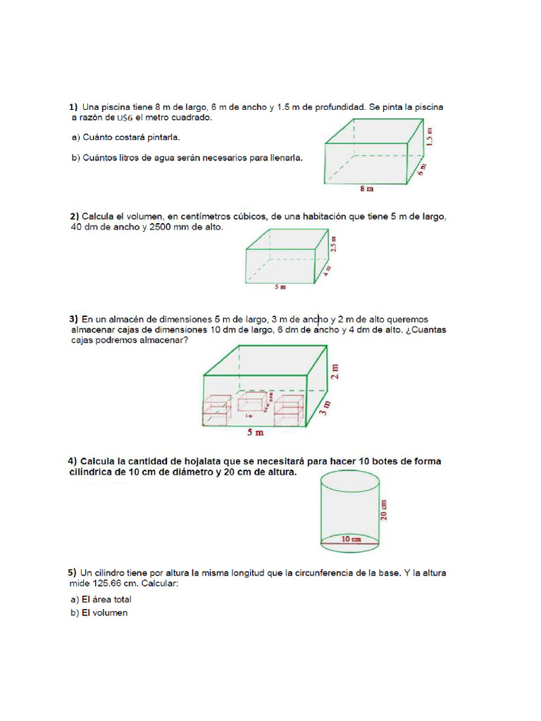 Taller 1. Áreas y Volúmenes de Sólidos | PDF