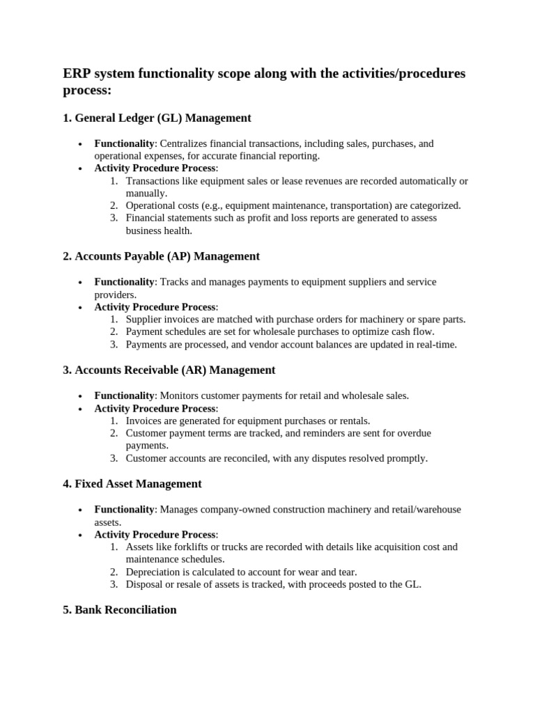 ERP System Functionality Scope. | PDF | Taxes | Accounts Payable