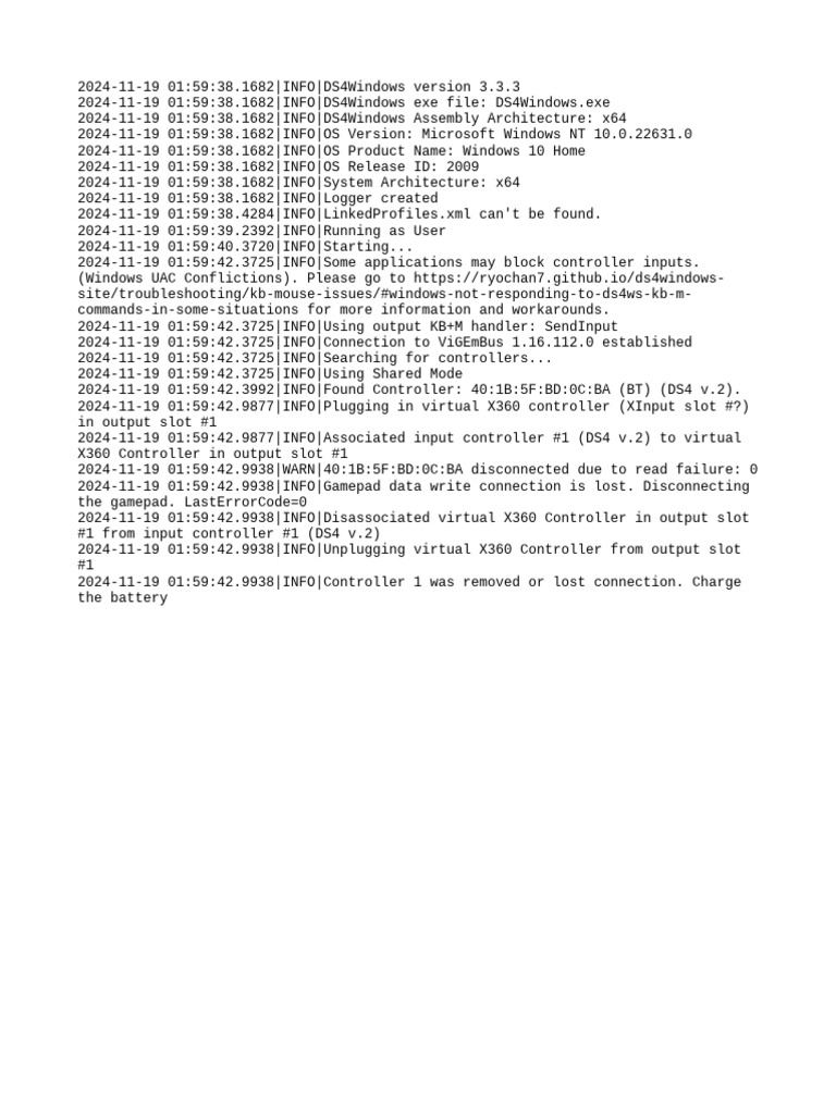 Ds4windows Log 20241119.0 | PDF