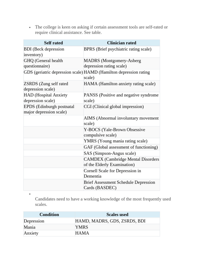 Rating Scales | PDF | Major Depressive Disorder | Mental Disorder