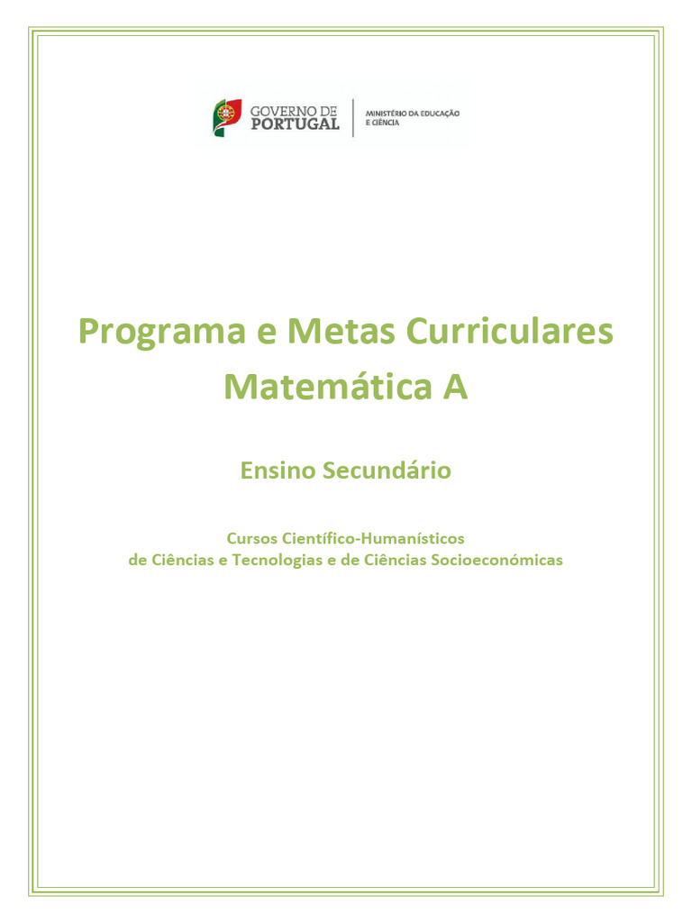Programa de Matemática A para Secundário | PDF | Trigonometria | Espaço ...