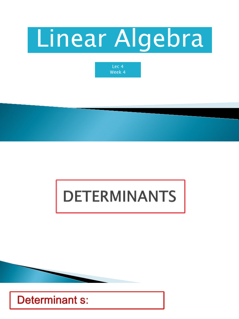Lec 4 | PDF | Determinant | Matrix (Mathematics)