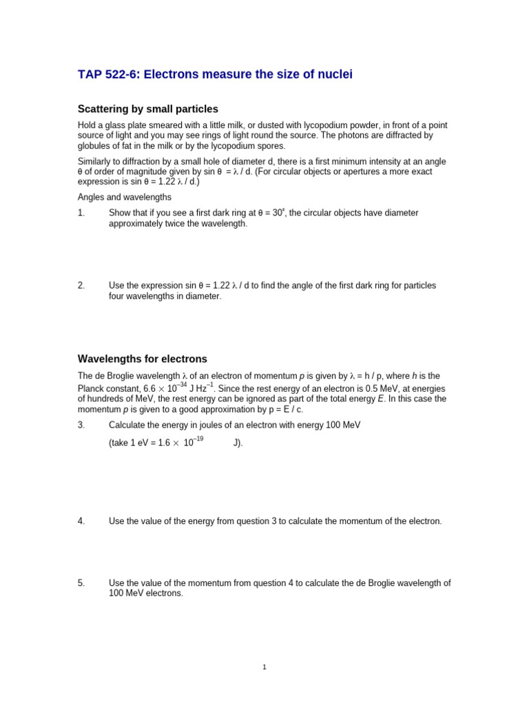 Episode 522 6 Electrons Measure The Size of Nuclei | PDF | Atomic Nucleus | Electron